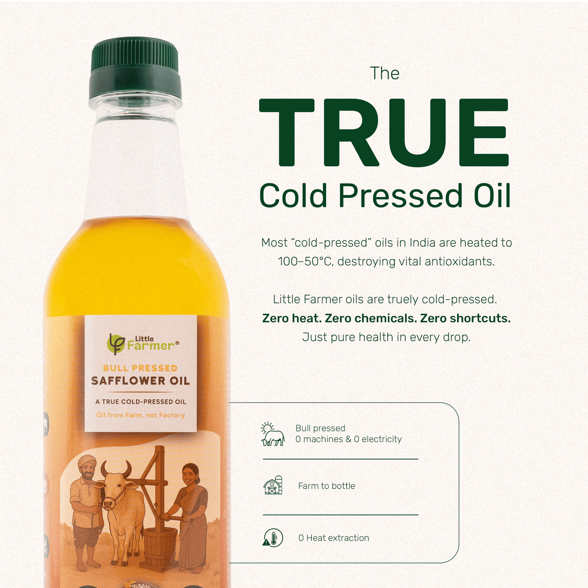 Bull-Pressed Safflower Oil (Glass Bottle) – Little Farmer